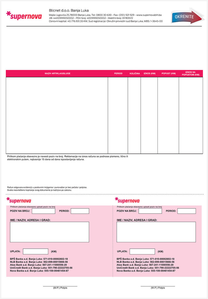 Novi izgled računa za korištenje telekomunikacionih usluga | Servisne ...
